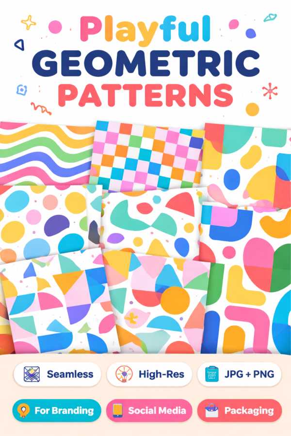 Playful Geometric Patterns – Colorful Abstract Backgrounds for Branding ...