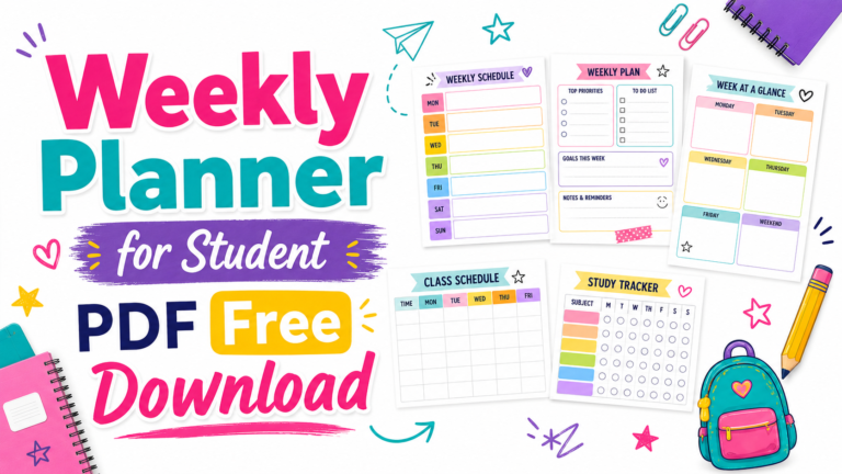 Weekly planner for student pdf free download